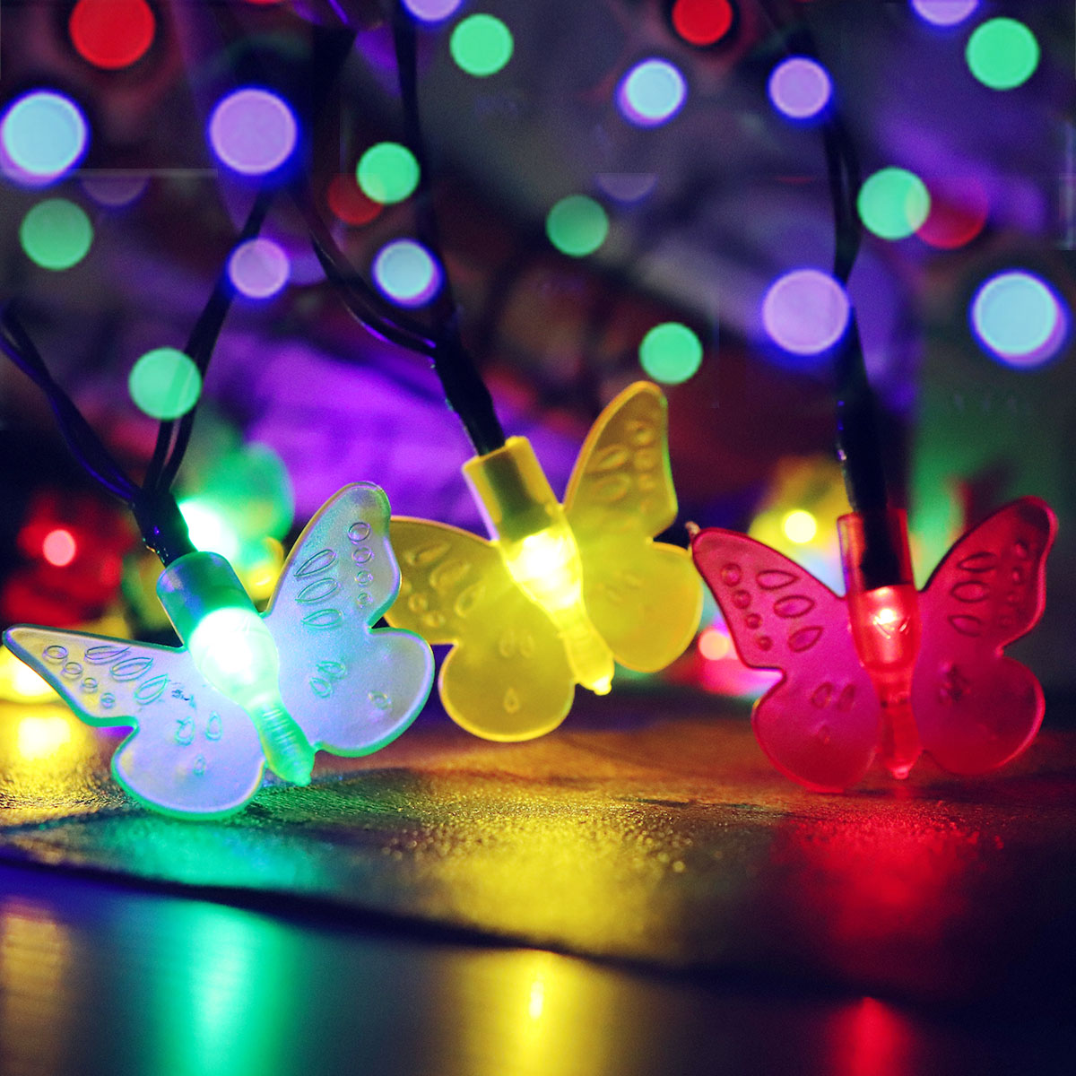 Butterfly Lights String 30 LED 20ft Solar Powered Fairy String Lights ...